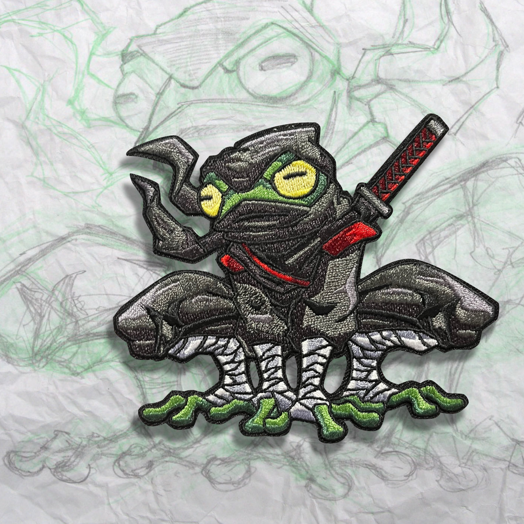 Ninja Frog Embroidery Patch – Grumpy Pencil